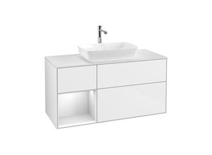 4062373149850 - Villeroy und Boch Finion Waschtischunterschrank F821MTGF 120cm Abdeckplatte white matt Regale White matt lacquer Glossy white lacquer