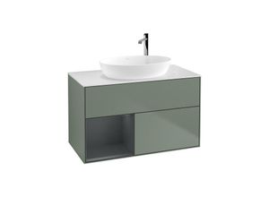 4062373170182 - Villeroy und Boch Finion Waschtischunterschrank F891HGGM 100cm Abdeckplatte white matt Regale Midnight matt lacquer Olive Matt Lacquer