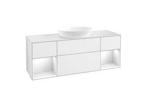4062373254028 - Villeroy und Boch Finion Waschtischunterschrank FD01GFGF 120cm Abdeckplatte white matt Regale Glossy white lacquer Glossy white lacquer