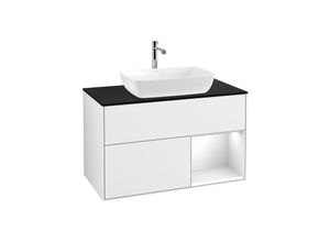 4062373387412 - Villeroy und Boch Finion Waschtischunterschrank G782GFGF 100cm Abdeckplatte black matt Emotion Regale Glossy white lacquer Glossy white lacquer