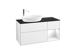 4062373190173 - Villeroy und Boch Finion Waschtischunterschrank F932GFGF 120cm Abdeckplatte black matt Regale Glossy white lacquer Glossy white lacquer