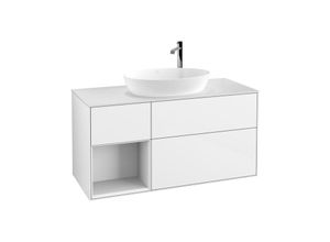 4062373456712 - Villeroy und Boch Finion Waschtischunterschrank G941GFGF 120cm Abdeckplatte white matt Emotion Regale Glossy white lacquer Glossy white lacquer