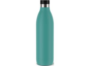 4009049544465 - Isolierflasche Trinkflasche Bludrop blau (petrol) H30cm Edelstahl Trinkflaschen 1 Liter auslaufsicher 360-rundum-Trinköffnung 40 h kalt 20 h warm