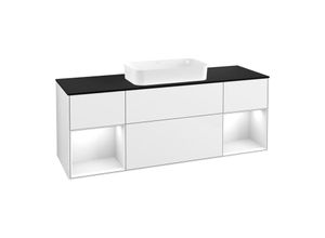 4051202674021 - Villeroy und Boch Finion Waschtischunterschrank G332GFGF 160cm Abdeckplatte black matt Emotion Regale Glossy white lacquer Glossy white lacquer
