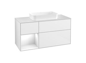 4051202642501 - Villeroy und Boch Finion Waschtischunterschrank G291GFGF 120cm Abdeckplatte white matt Emotion Regal links Glossy white lacquer Glossy white lacquer