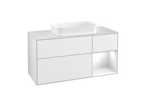 4051202622985 - Villeroy und Boch Finion Waschtischunterschrank G301GFGF 120cm Abdeckplatte white matt Emotion Regal rechts Glossy white lacquer Glossy white lacquer