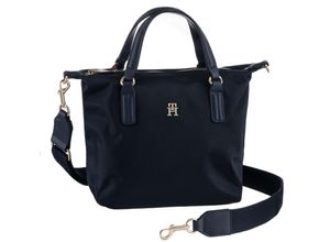 8720644666302 - Henkeltasche TOMMY HILFIGER POPPY NEW SMALL TOTE Damen blau (dunkelblau) Nylon unifarben Taschen Damen Umhängetasche Shopper mit Markenemblem vorne