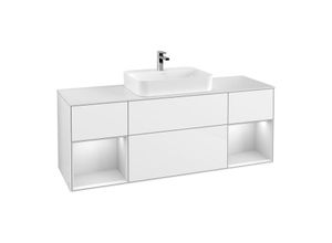4051202681494 - Villeroy und Boch Finion Waschtischunterschrank G451MTGF 160cm Abdeckplatte white matt Emotion Regale White matt lacquer Glossy white lacquer