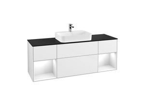 4051202657161 - Villeroy und Boch Finion Waschtischunterschrank G452GFGF 160cm Abdeckplatte black matt Emotion Regale Glossy white lacquer Glossy white lacquer