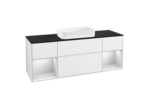 4051202634391 - Villeroy und Boch Finion Waschtischunterschrank F332MTGF 160x603cm Abdeckplatte black matt Regale White matt lacquer Glossy white lacquer
