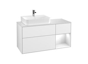 4051202639228 - Villeroy und Boch Finion Waschtischunterschrank F151GFGF 120cm Abdeckplatte white matt Regal rechts Glossy white lacquer Glossy white lacquer