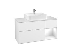 4051202674373 - Villeroy und Boch Finion Waschtischunterschrank G171GFGF 120cm Abdeckplatte white matt Emotion Regal rechts Glossy white lacquer Glossy white lacquer