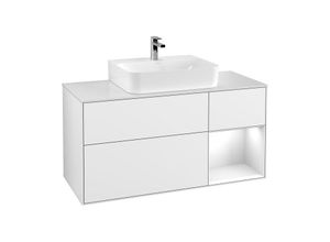 4051202676667 - Villeroy und Boch Finion Waschtischunterschrank F171GFGF 120cm Abdeckplatte white matt Regal rechts Glossy white lacquer Glossy white lacquer