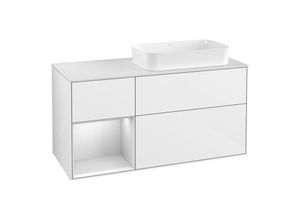 4051202612658 - Villeroy und Boch Finion Waschtischunterschrank G271MTGF 120cm Abdeckplatte white matt Emotion Regal links White matt lacquer Glossy white lacquer