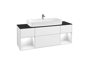 4051202625603 - Villeroy und Boch Finion Waschtischunterschrank G212GFGF 160cm Abdeckplatte black matt Emotion Regale Glossy white lacquer Glossy white lacquer
