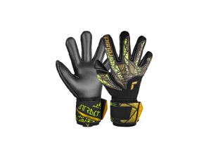 4060485484838 - Torwarthandschuhe REUSCH Attrakt Duo Finger Support Damen Gr 105 gold (schwarz goldfarben) 50% Elastodien 25% Polyester 20% Polypropylen 5% Polyamid mehrfarbig Handschuhe mit Evolution Negative Cut