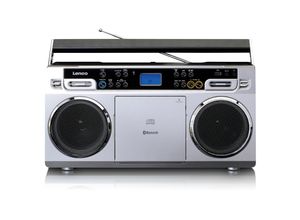 8711902041405 - SCD-580SI - Tragbare Retro Boombox mit FM-Radio und CD MP3-Player - Bluetooth - 2 x 5 Watt RMS - USB-Eingang - Silber