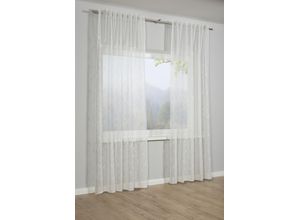 4003018367024 - Gardine Schal mit Gardinenband Dolly-Voile mit Rankenstickerei beige (natur) B140cm H245cm Obermaterial 100% Polyester Gardinen Stoff Dolly-Voile mit Rankenstickerei