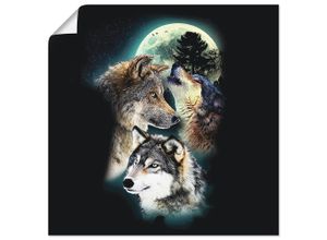 4059745973403 - Wandbild ARTLAND Phantasie Wolf Wölfe mit Mond Bilder Gr B H 50 cm x 50 cm Poster Wildtiere quadratisch 1 St schwarz Bild Poster Bilder als Alubild Leinwandbild Wandaufkleber oder in versch Größen