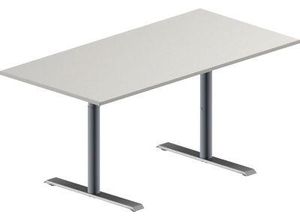 4251898816990 - Genius Konferenztisch MODENA FLEX Rechteck T-Fuß Rundrohr B 1600 x T 800 x H 650-850 mm lichtgrau weißaluminium RAL 9006