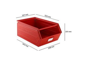 8697837515696 - Select Sichtlagerkasten mit Tragestab L 520 x B 310 x H 202 mm 26 l 120 kg Stahl RAL 3000 (feuerrot)