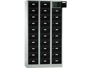 4250618250243 - Postverteilerschrank mit Einwurfschlitz 3 Abteile Sicherheitszylinderschloss tiefschwarz