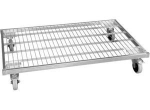 4260316449139 - Stahlrollplatte BxT 1200x800 mm 2 Lenkrollen 2 L-Rollen mit Feststeller D 125 mm Elastik-Vollgummi-Bereifung grau