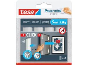 4063565398520 - tesa® Powerstrips CLICK SMALL 18 kg 4 x 2 Streifen selbstklebend ideal für kleine Deko-Objekte