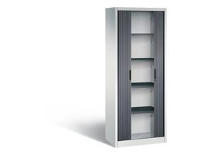 4050646588857 - Rollladenschrank Omnispace H1980B800T420 mm Lichtgrau Schwarzgrau