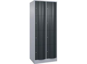 4068427609301 - Schließfachschrank Resisto 2 Abteile 8 Fächer B 772 x T 640 x H 1950 mm Weißalu Anthrazitgrau