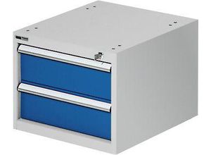 4051273767592 - Schubladenunterbau für modulare Werkbank Typ 2 2 Schübe lichtgrau RAL 7035 enzianblau RAL 5010