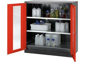 4054923049185 - Chemikalienschrank Asecos CS-CLASSIC-G Flügeltür m Glasauschnitt 2 Böden 1055x520x1105 mm verkehrsrot