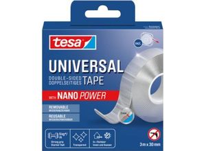 4063565398698 - tesa® Universal doppelseitiges Tape Nano Power bis 5 kg m 3m x 30mm hochtransparent