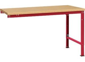 4045916157543 - AU80653003 Arbeits-Anbautisch UNIVERSAL Spezial mit Multiplexplatte BxTxH = 1500 x 1000 x 722-1022 mm Rubin-Rot