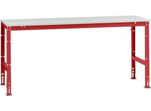 4045916070743 - AU41113003 Arbeits-Grundtisch UNIVERSAL Standard mit Melaminplatte BxTxH = 2000 x 800 x 760-870 mm Rubin-Rot