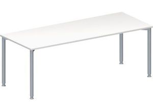 4251898815917 - Genius Konferenztisch MODENA FLEX Rechteck 4-Fuß Rundrohr B 2000 x T 800 x H 720-840 mm weiß weißaluminium RAL 9006