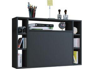 4051814384608 - Wandschreibtisch Wandila ideal für das Home Office ausklappbare Tischplatte & 7 Fächer B 900 x T 200 670 x H 600 mm Holz schwarz