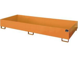 4052462051218 - eurokraft pro Regal-Bodenwanne 540 l Auffangvolumen LxBxH 3250 x 1300 x 265 mm ohne Gitterrost gelborange