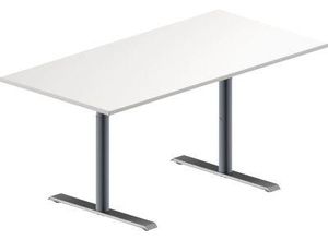 4251898817119 - Genius Konferenztisch MODENA FLEX Rechteck T-Fuß Rundrohr B 1600 x T 800 x H 650-850 mm weiß weißaluminium RAL 9006