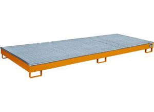 4052462054783 - Regalwanne RW-GR 3300-1 PE mit Gitterrost und PE-Einsatz B 3262 x T 1312 x H 195 mm bis 240 l Stahl lackiert gelborange