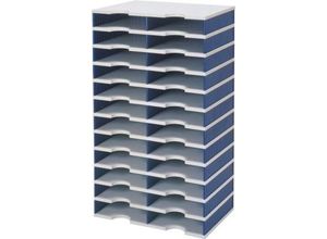 4250510846377 - styro® Sortierstation styrodoc Standard SET DIN C4 12 Etagen 2-reihig 24 Fächer grau blau