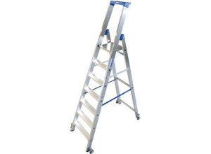 4009199124647 - Krause 124647 Aluminium Stufen-Stehleiter fahrbar Arbeitshöhe (max) 365 m Silber DIN EN 131 117 kg