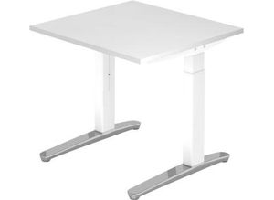4032062169087 - Schreibtisch TOPAS LINE manuell höheneinstellbar B 800 mm weiß weiß alu poliert