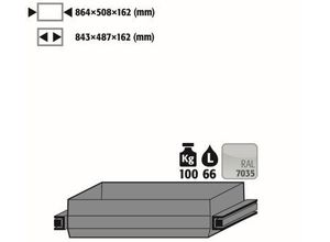 4250101138171 - Auszugswanne Schwerlast für asecos Sicherheitsschränke der Q30 Q90 und S90 Serie Stahlblech lichtgrau B 864 x T 508 x H 162 mm 66 l bis 100 kg