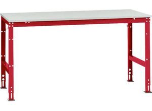 4045916078763 - AU40973003 Arbeits-Grundtisch UNIVERSAL Standard mit Kunststoffplatte BxTxH = 1750x1000x760-870 mm Rubin-Rot
