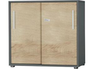 4250510813065 - Select Schiebetürenschrank SET UP abschließbar 2 Ordnerhöhen B 800 x T 420 x H 788 mm graphit Wildeiche
