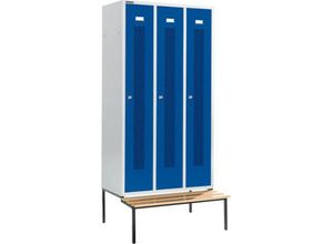 4051273617682 - Select Kleiderspind mit Sitzbank 3 Abteile 300 mm Zylinderschloss Tür enzianblau