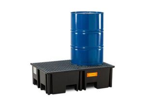 4052886429259 - PE-Palettenauffangwanne CEMO 220 2 für 1 Europalette L 1230 x B 830 x H 360 mm 220 l für 2 x 200 l Fässer Stahl-Gitterrost