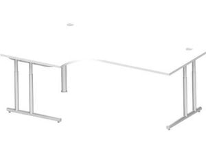 4250510936108 - Select Winkelschreibtisch COMBITEC 90° Winkel links C-Fuß B 2000 x T 1200 800 x H 677-817 mm weiß weißalu