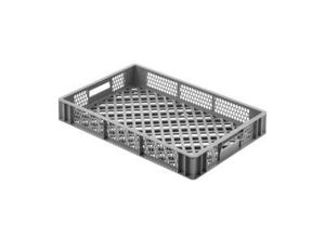 4026698076369 - Euro Box Bäcker- und Cateringkasten (Gläserkasten) Inhalt 14 l durchbrochene Version Durchfassgriffe lebensmittelecht stapelbar HDPE grau